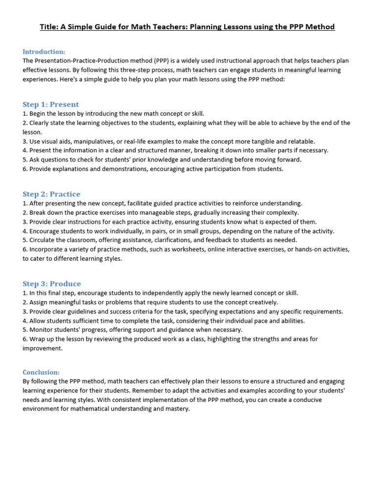A Simple Guide For Planning Using PPP | PDF | Mathematics | Learning