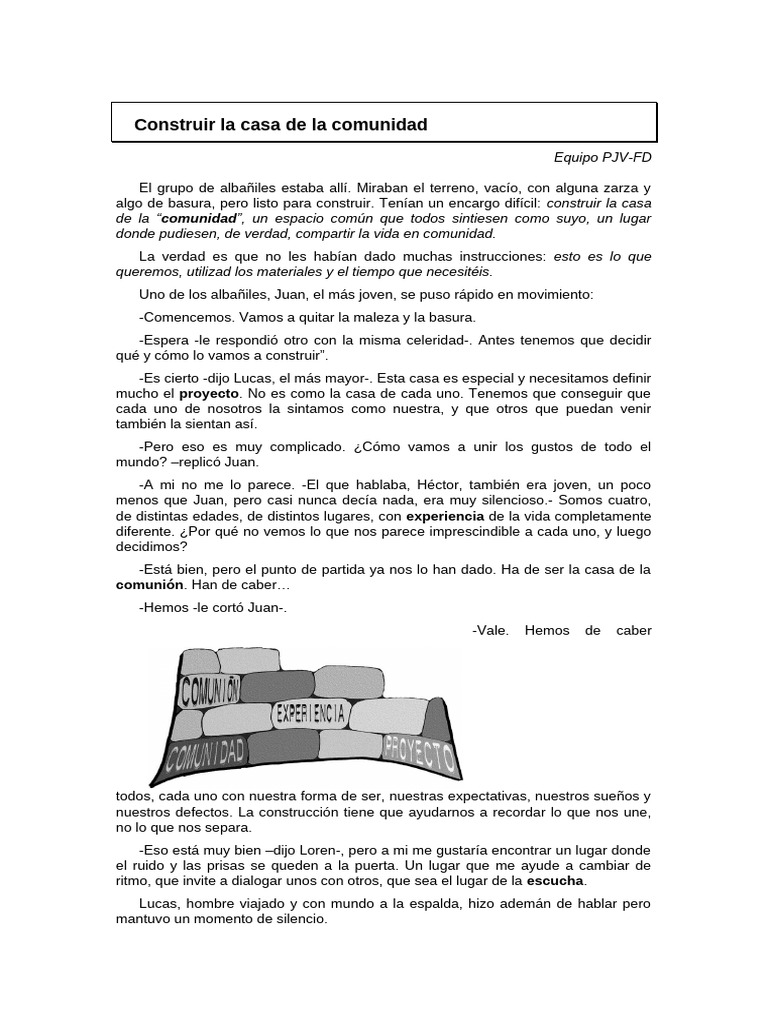 Construcción de la Casa Comunitaria | PDF | Amor | María, madre de Jesús