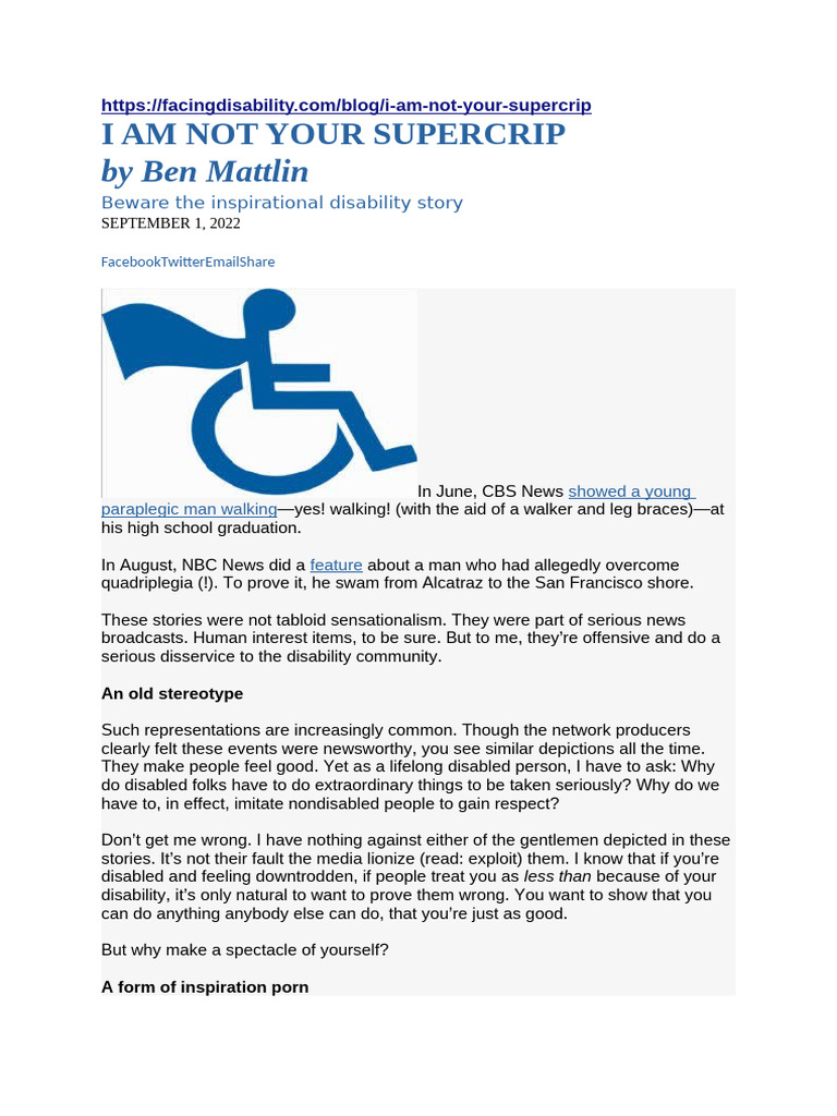 Supercrip Story | PDF | Disability