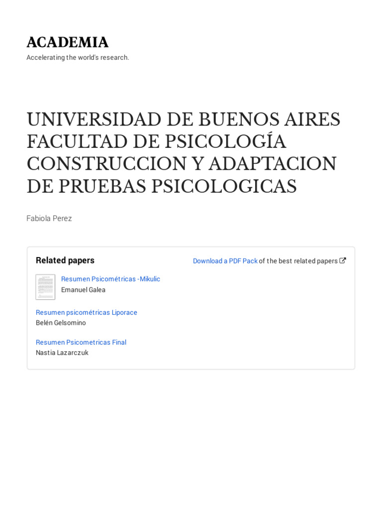 Construccion y Adaptacion de Pruebas Psicologicas | PDF | Validez (Estadísticas) | Inteligencia