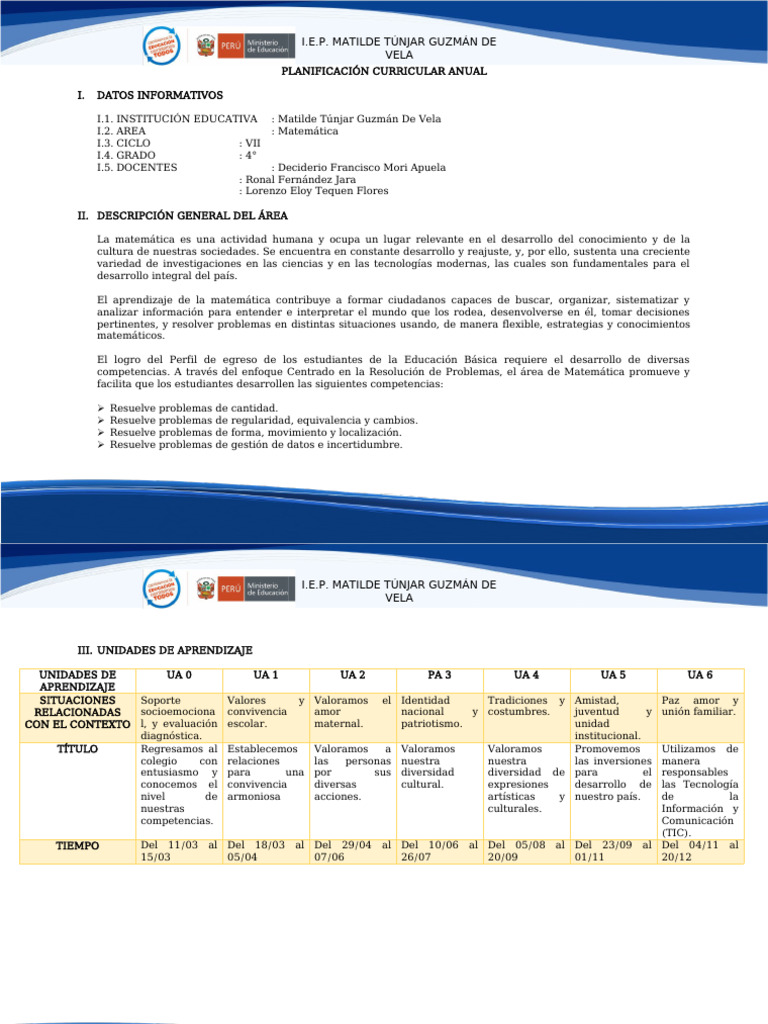 Planificación Curricular Anual | PDF | Ecuaciones | Geometría