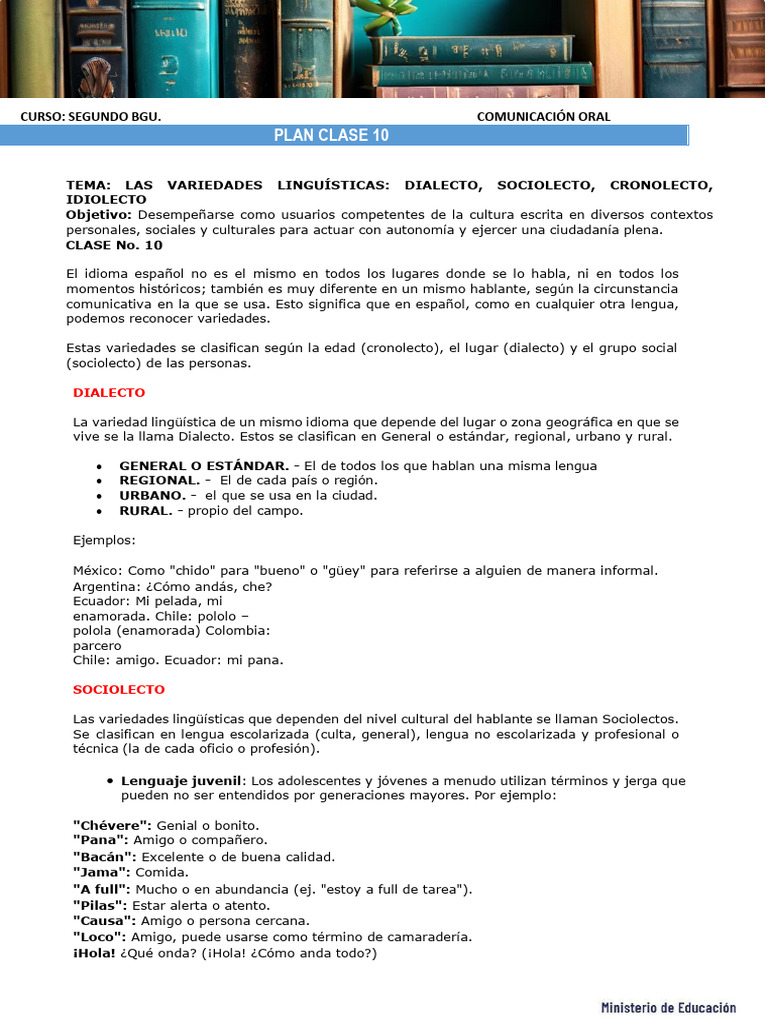 Variaciones Linguisticas - Sociolecto - Cronolecto, Idioelecto | PDF ...