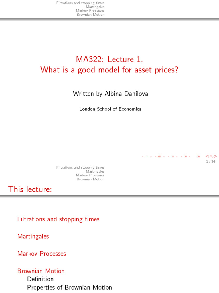 MA323 Lecture Slides 1 | PDF | Stochastic Process | Probability Theory