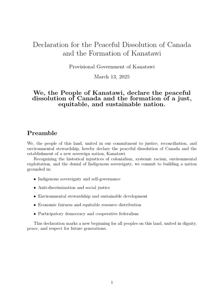 Peaceful Dissolution of Canada: Kanatawi Formation | PDF | Canada ...