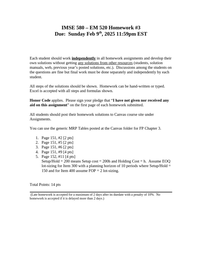 3A-Homework 3 Assignment Winter 2025 | PDF