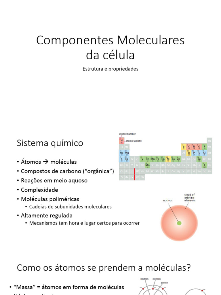 Estrutura e Funções dos Componentes Moleculares | PDF | Moléculas | Química