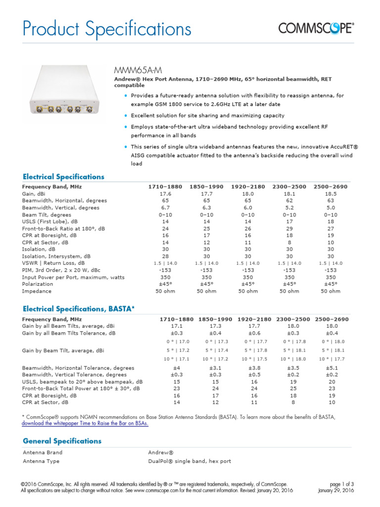 COMMSCOPE MMM65A-M.aspx | PDF | Antenna (Radio) | Electricity