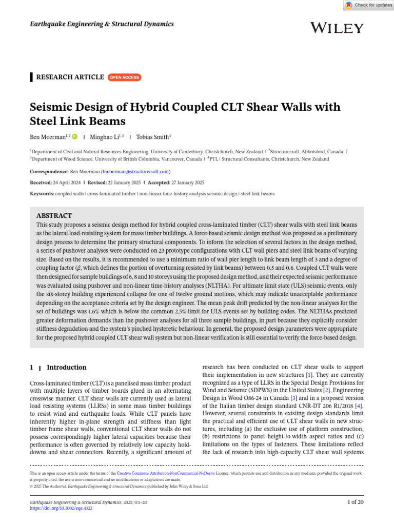 Earthq Engng Struct Dyn - 2025 - Moerman - Seismic Design of Hybrid ...