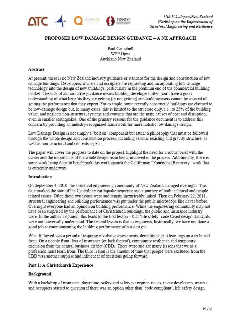 ATC.NZSEE - Proposed Low Damage Design Guidance (NZ approach) 2018 ...