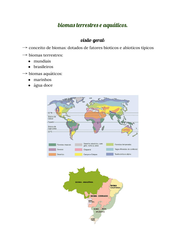 BIOLOGIA - Biomas Terrestres e Aquáticos | PDF | América do Sul ...