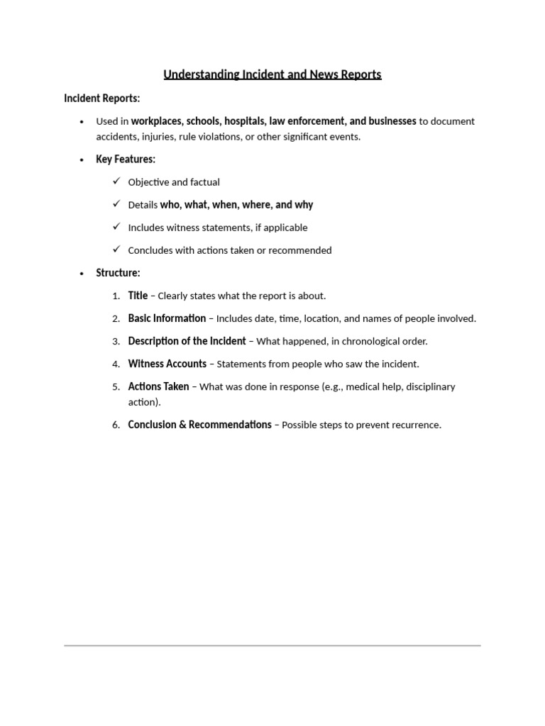 Understanding Incident and News Reports | PDF