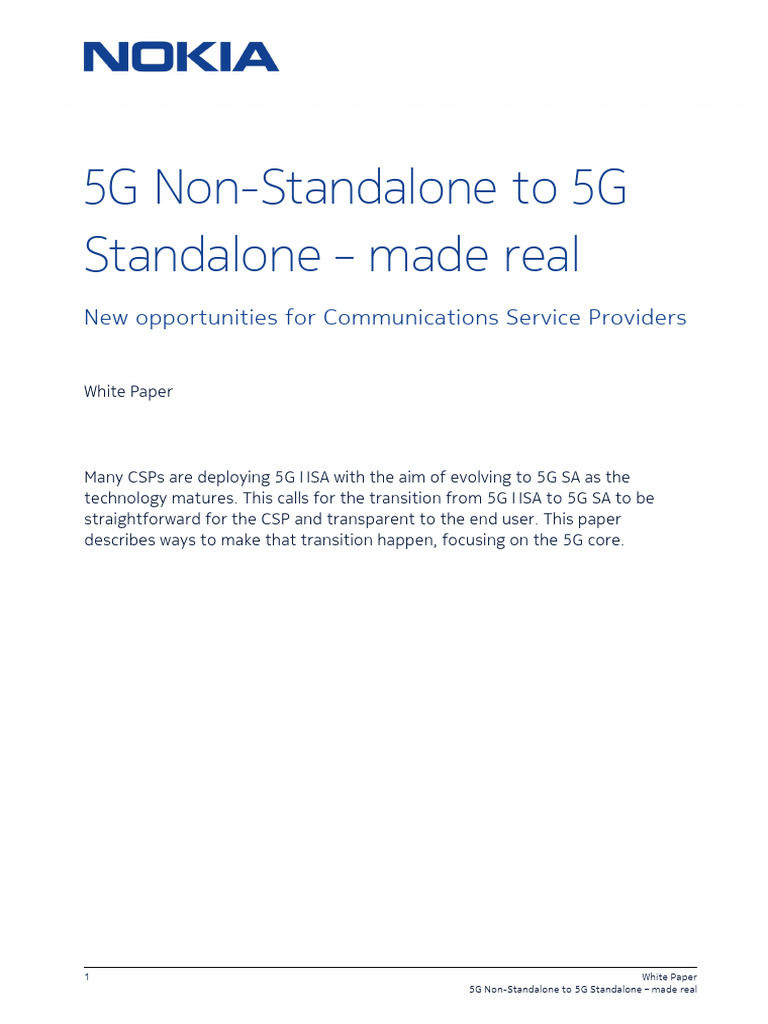Nokia (Core) 5G Standalone White Paper | PDF | Ip Multimedia Subsystem ...