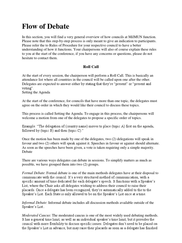 Flow of Debate | PDF | Public Speaking | Chairman