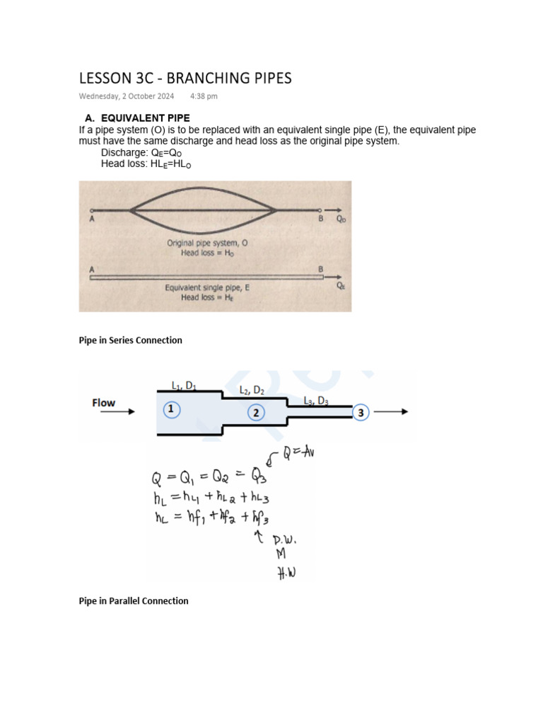 Open Lesson 3C - Branching Pipes | PDF | Pressure | Chemical Engineering