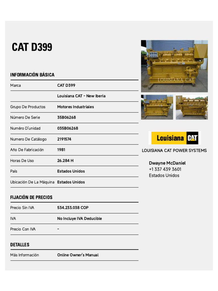 CAT D399 - Motores Industriales - Construcción - CATERPILLAR WORLDWIDE ...
