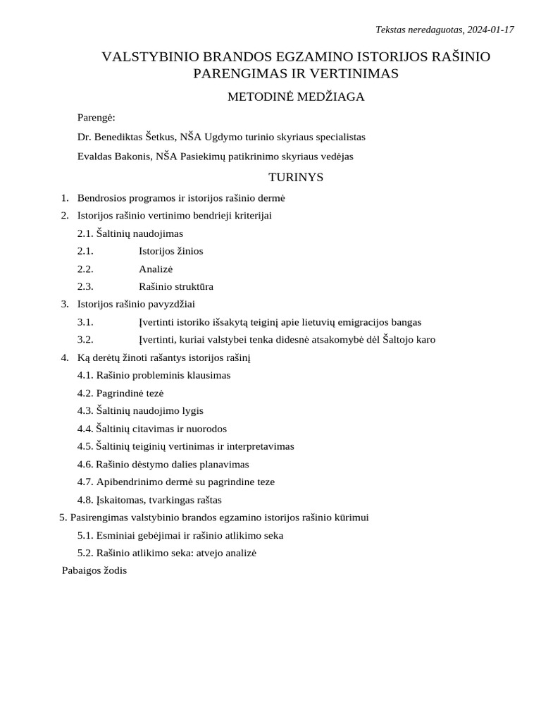 Istorijos Vbe Rasinys 24 01 17 3 | PDF