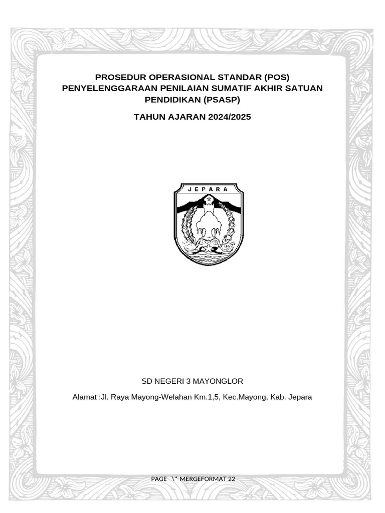 Draf Pos Psasp SD 2025 | PDF