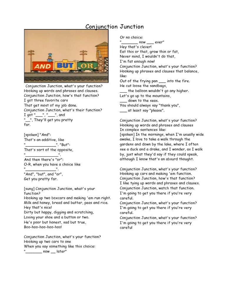 conjunction junction song | PDF | Semantics | Language Mechanics