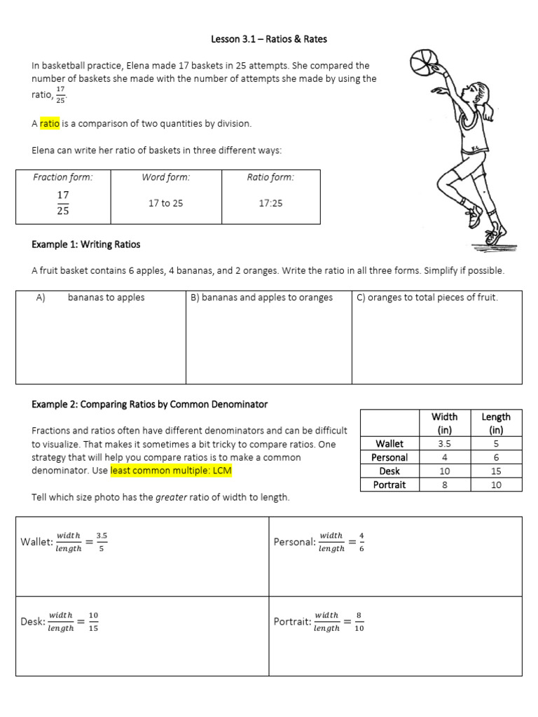 Lesson 3.1 - Ratios and Rates | PDF | Ratio | Numbers