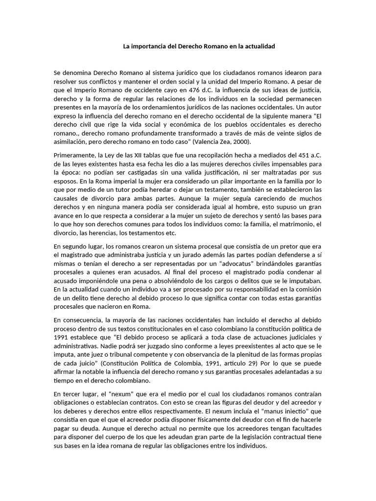 Derecho Romano: Base del Derecho Actual | PDF | Debido al proceso ...