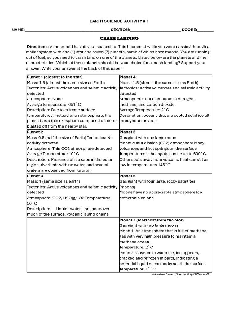 Activity Sheet in Earth Science | PDF | Atmosphere | Earth