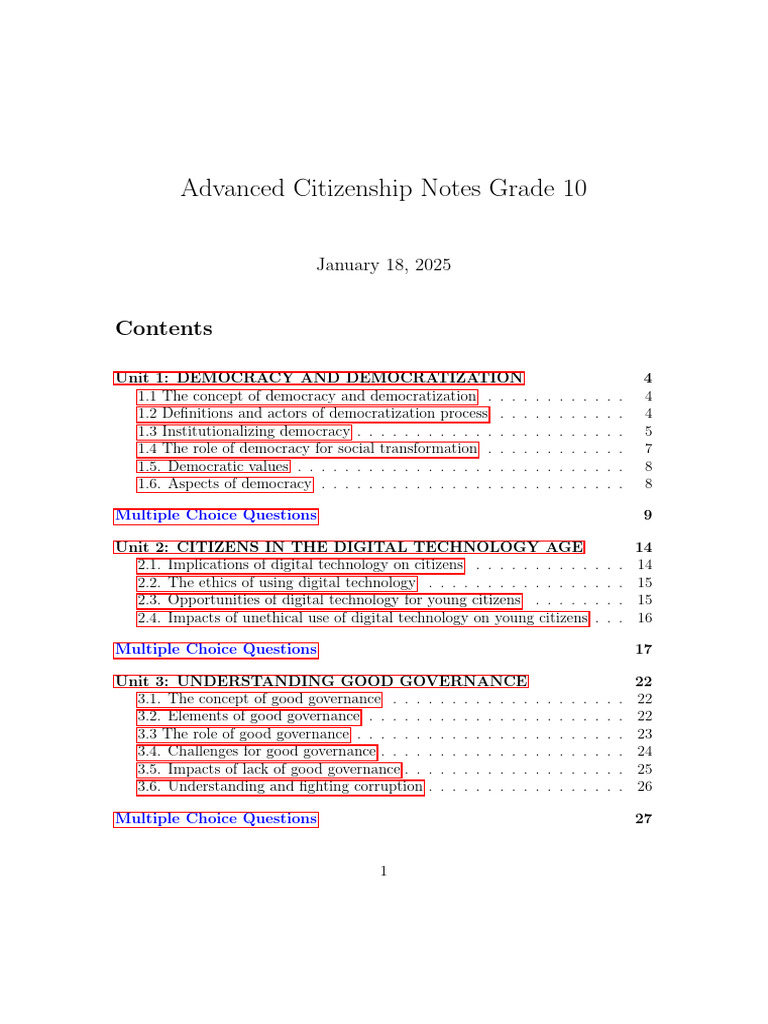 Grade 10 Advanced Citizenship Guide | PDF | Democracy | Political ...