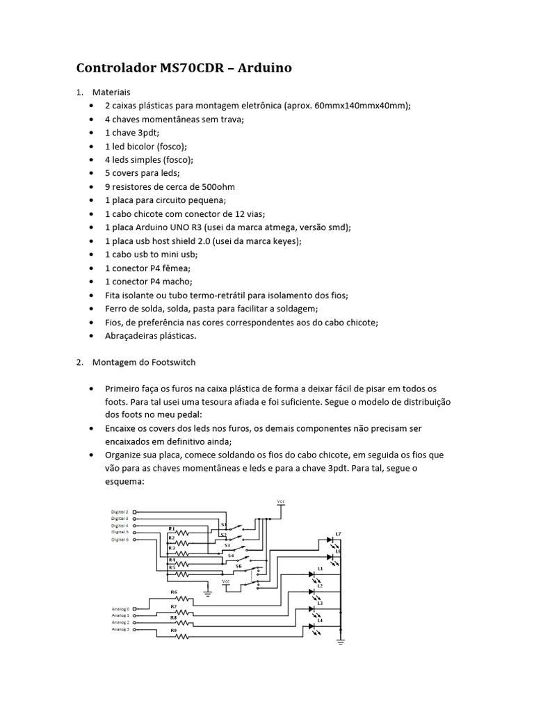 Montagem do Controlador MS70CDR com Arduino | PDF | USB | Arduino