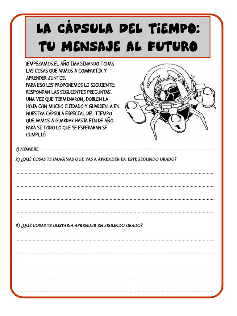 Capsula Del Tiempo (Tarjeta para Completar) | PDF