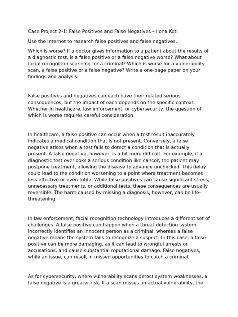 Impact of False Positives vs. Negatives | PDF | Computer Security ...