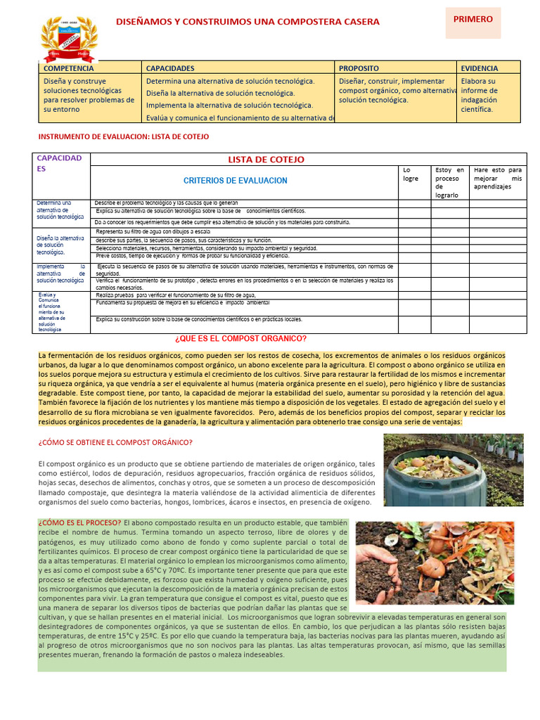 Guia 1° Diseña y Elabora Compost Organico | PDF | Compost | Suelo