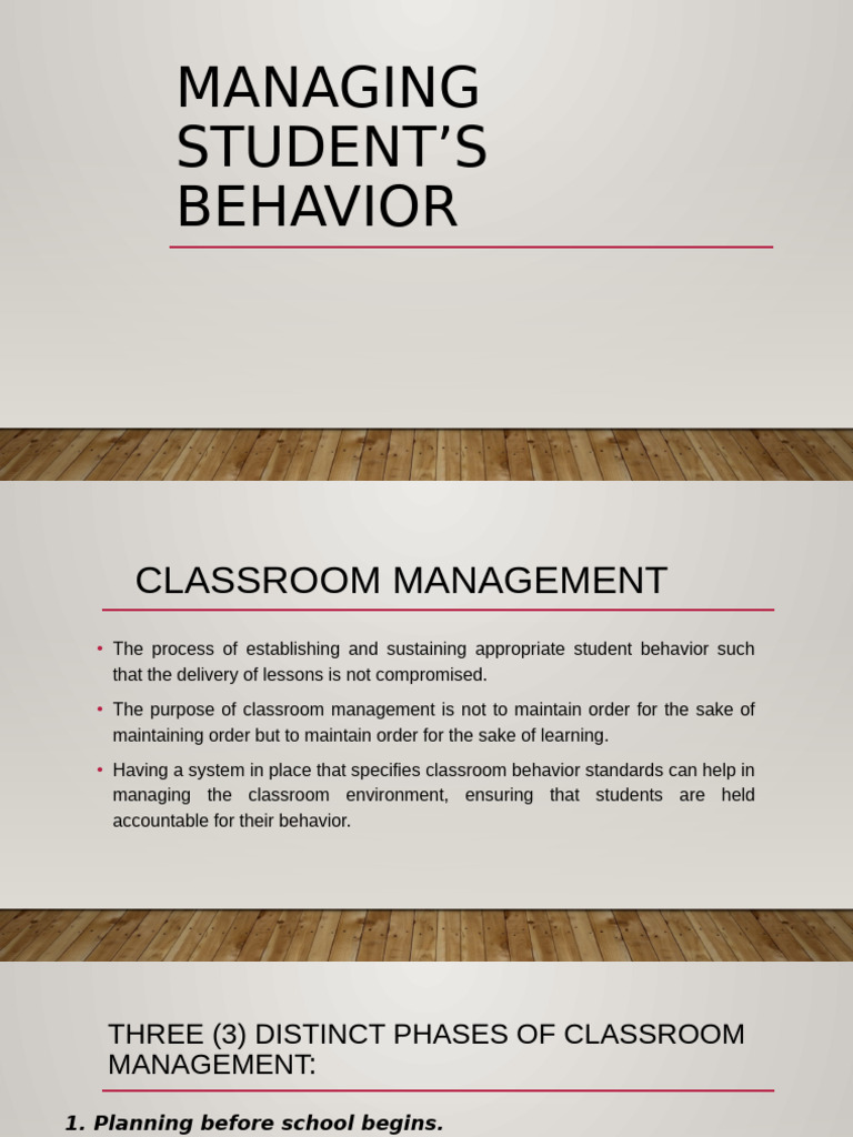 Managing Students Behavior | PDF | Classroom Management | Learning