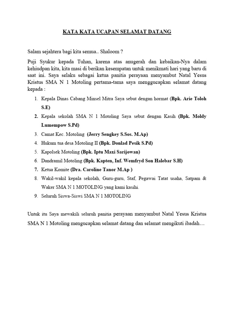 KATA KATA UCAPAN SELAMAT DATANG (1) | PDF
