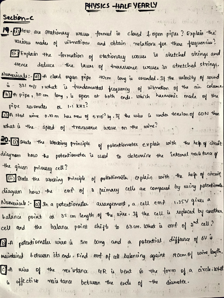 Physics Half Yearly | PDF