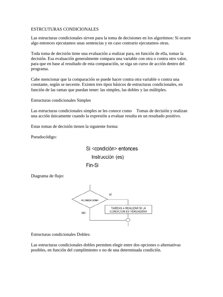 Estructuras Condicionales en Programación | PDF | Algoritmos ...