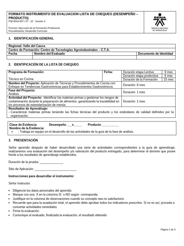 Lista de Chequeo para Evaluación en Cocina | PDF | Evaluación
