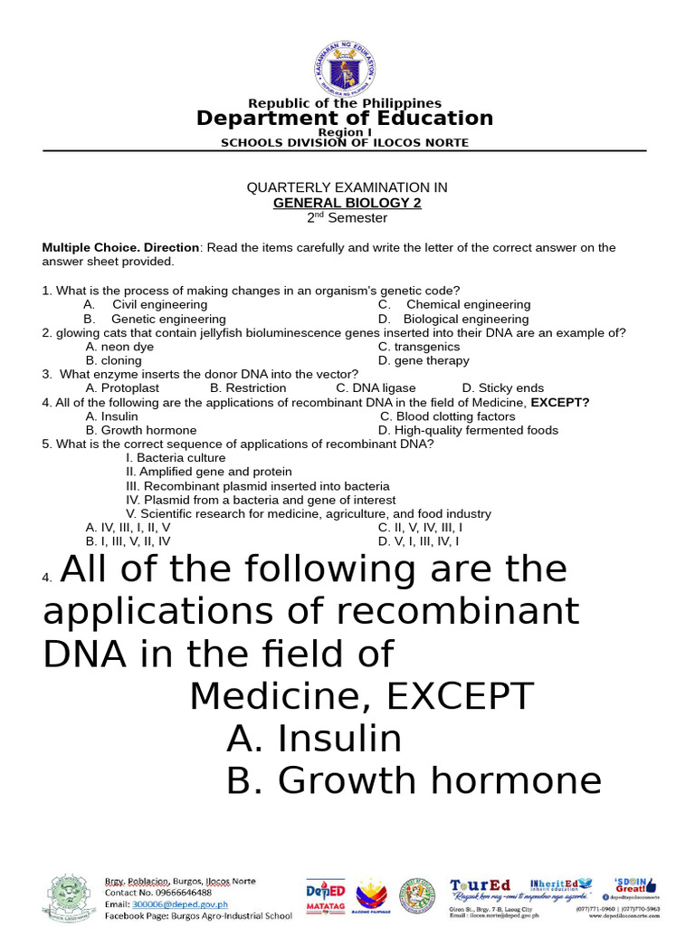 THIRD QUARTERLY EXAMINATION IN Gen Bio 2 | PDF | Natural Selection ...