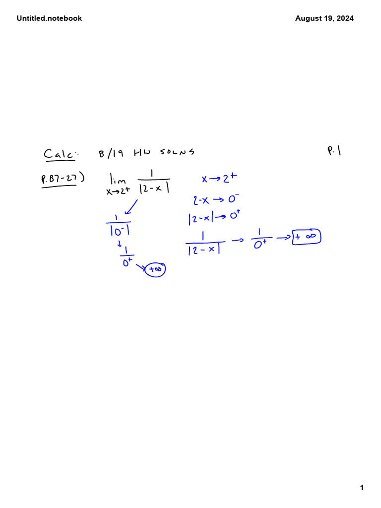AP Calc - HW Solutions - 8.19.24 p1 | PDF