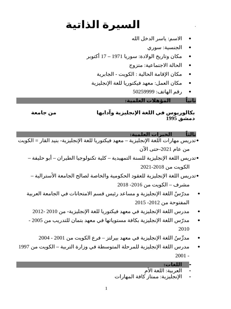 Arabic CV | PDF