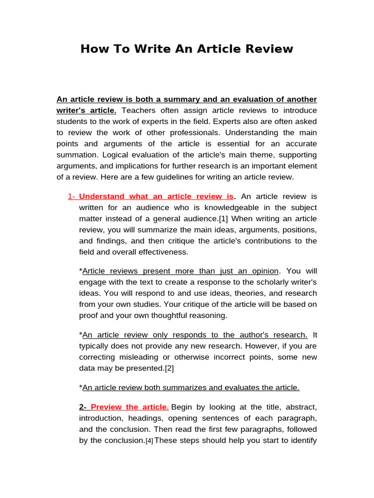 Guide to Writing an Article Review | PDF | Argument | Thesis