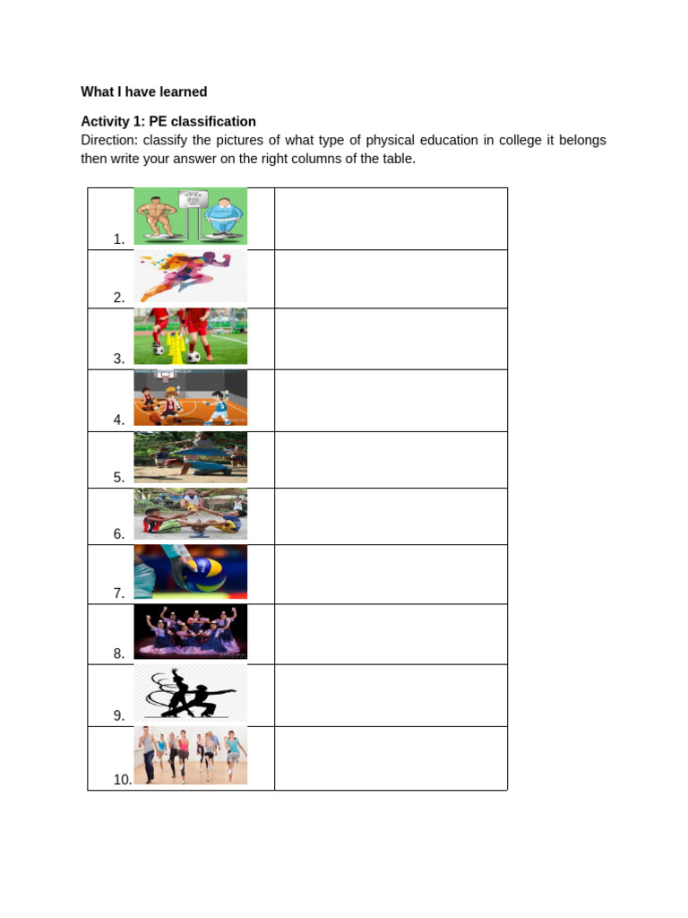 Activity 4 PE Classification Deadline Date On or Before September 24 ...