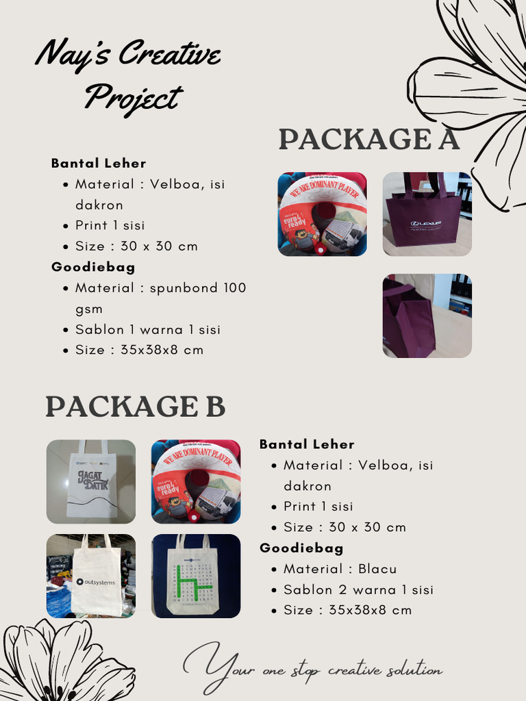 Creative Solutions: Cushions & Goodiebags | PDF