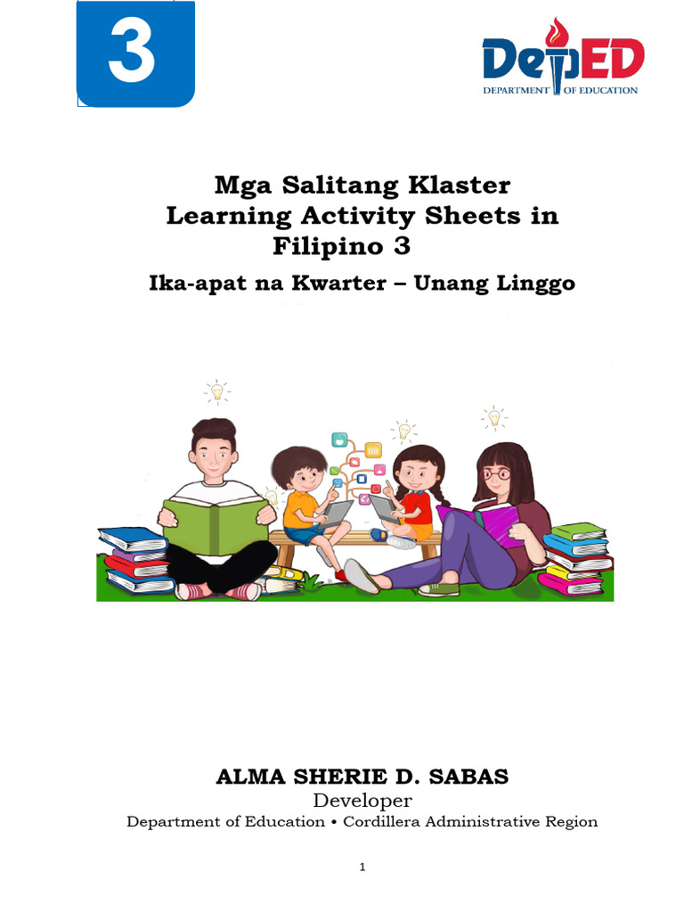 Mga Salitang Klaster Learning Activity Sheets in Filipino 3: Ika-Apat ...