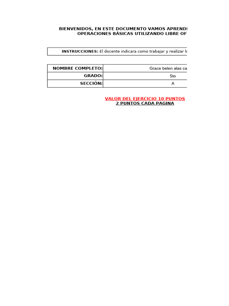 Operaciones Básicas en LibreOffice Calc | PDF