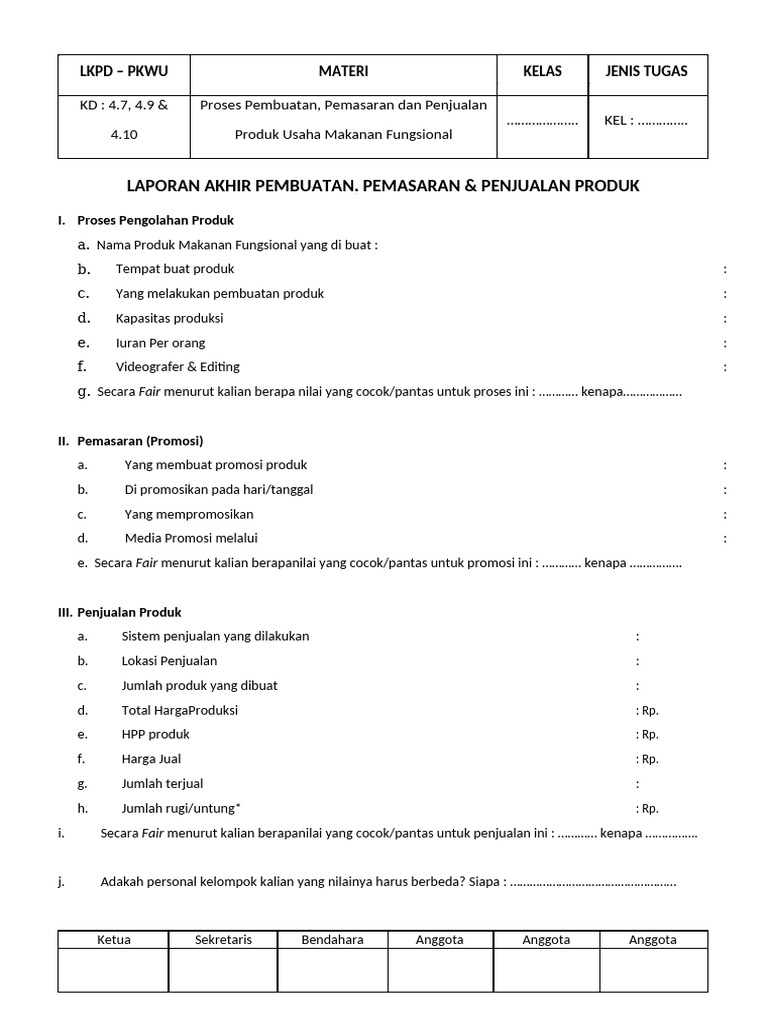 Laporan PKWU: Pembuatan & Penjualan Makanan Fungsional | PDF
