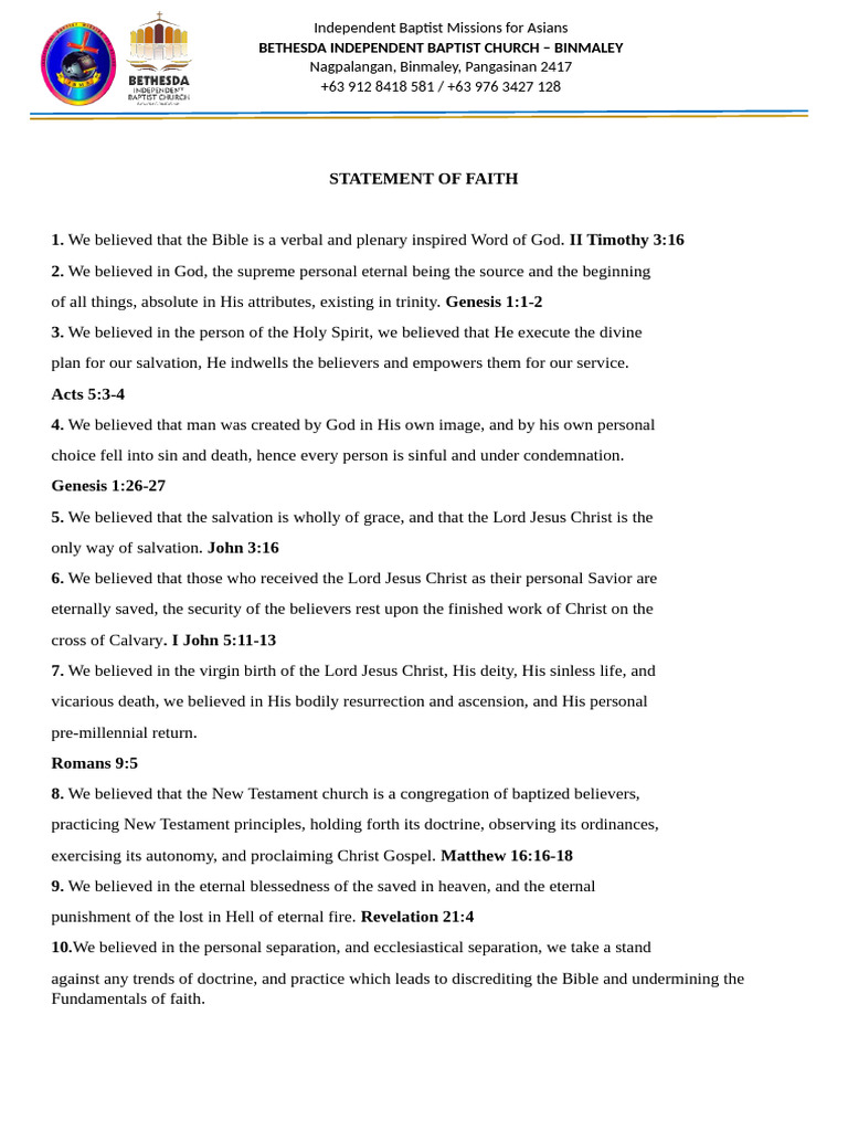 Statement of Faith | PDF