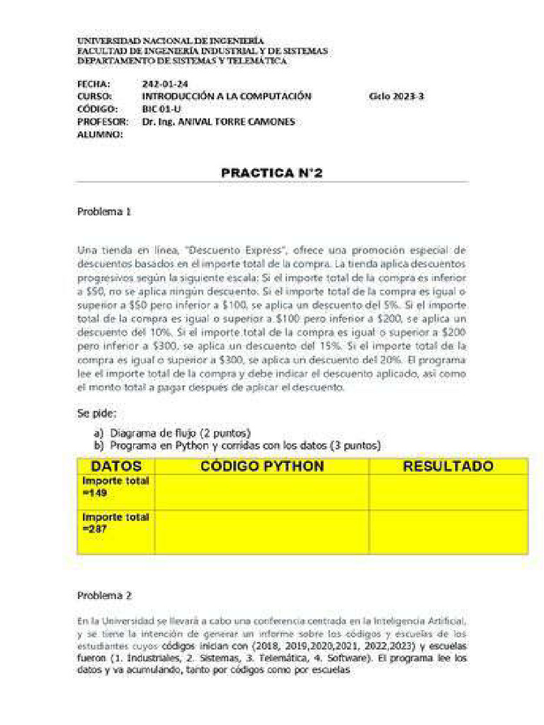 Práctica Calificada de Programación en Python | PDF | Programa de ...