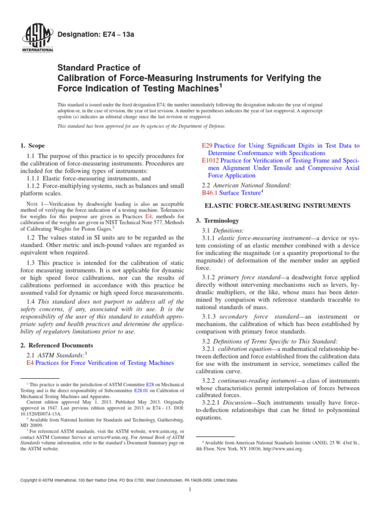 ASTME74-13a Calibración | PDF | Calibration | Force
