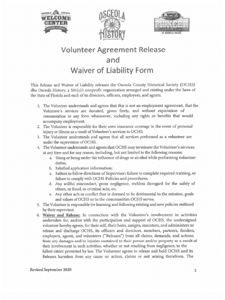 Volunteer Waiver April 2023 | PDF