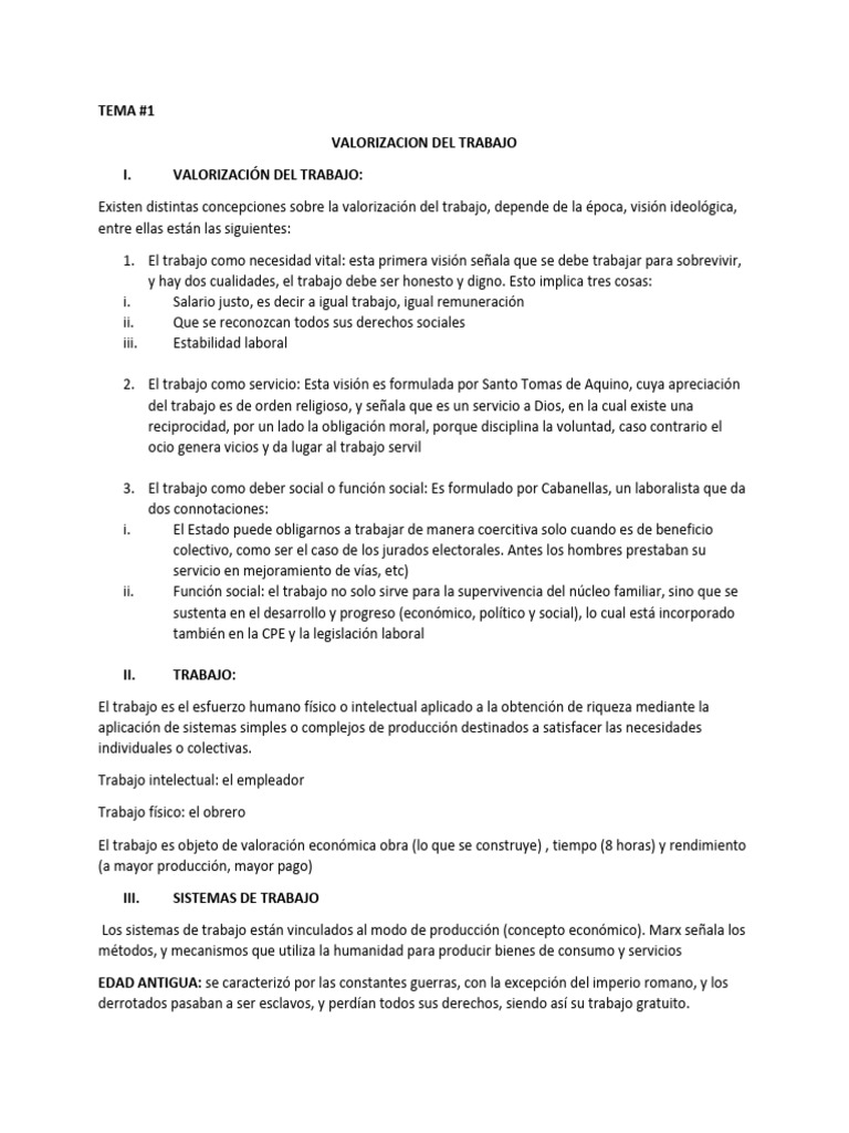 Derecho Laboral - Temas 1 | PDF | Feudalismo | Derecho laboral